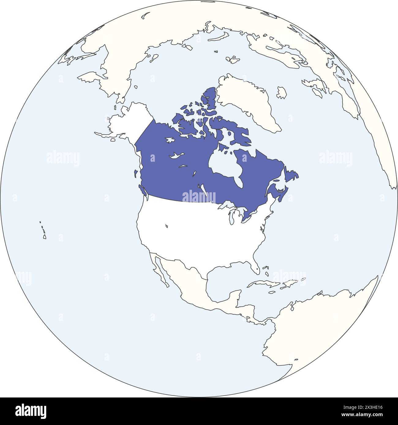 Blue map of CANADA inside white map of the North American continent ...