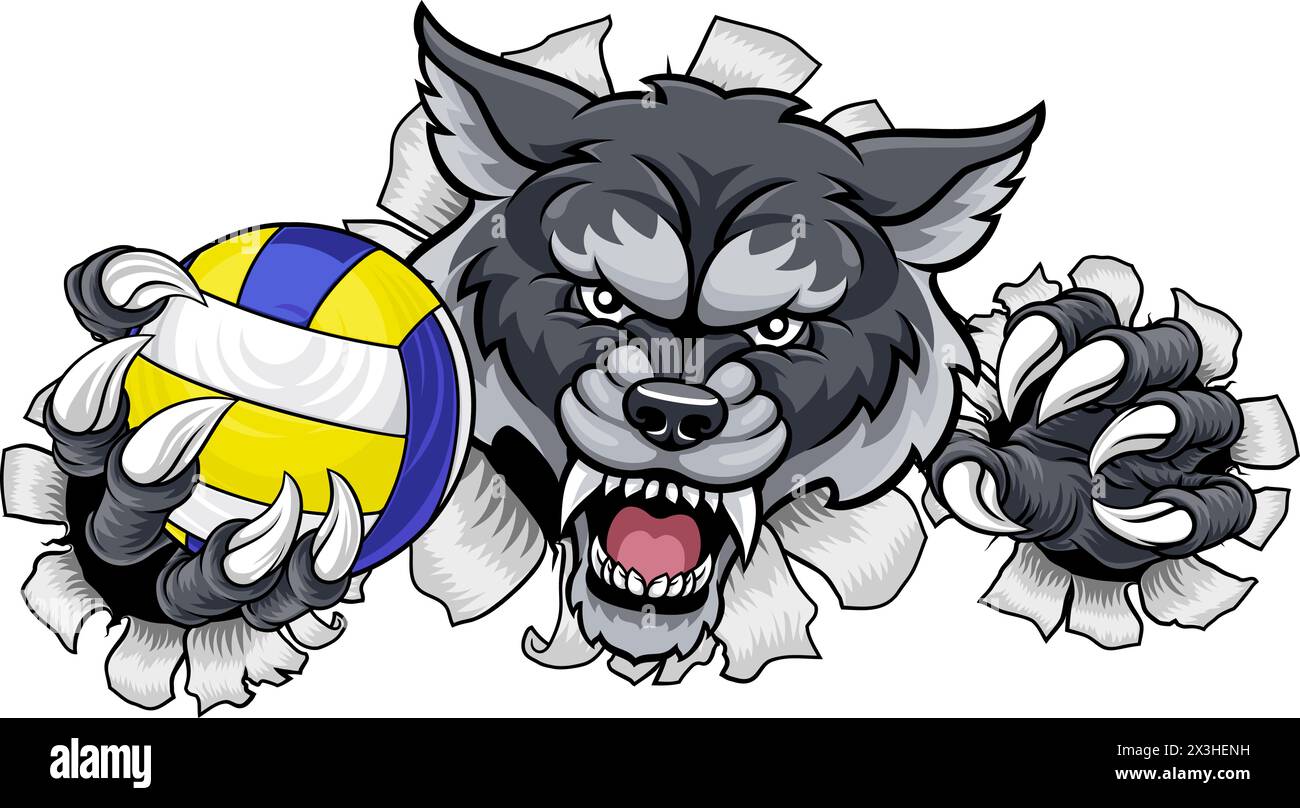 Wolf Werewolf Volleyball Volley Ball Claw Mascot Stock Vector Image ...