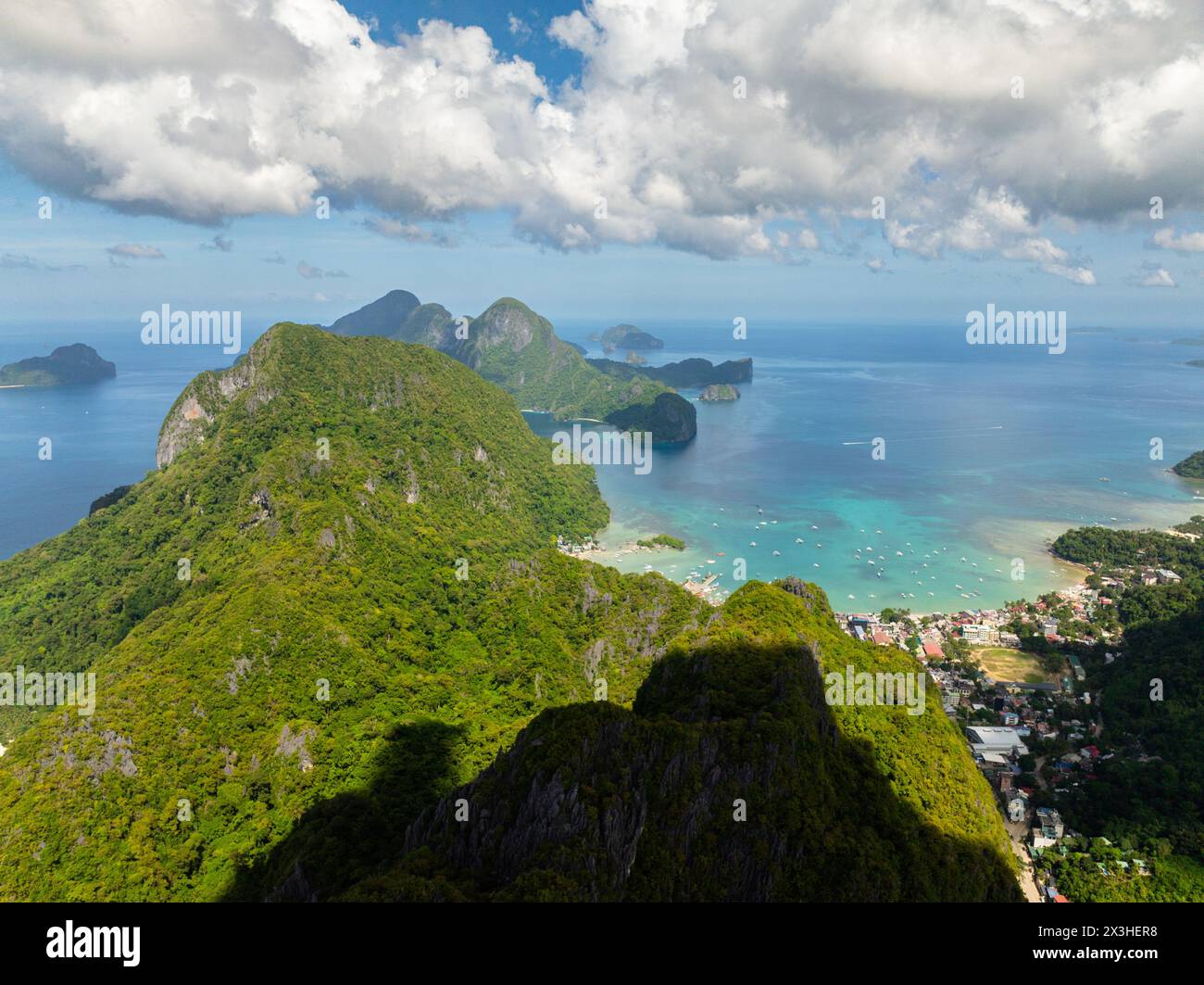 Coastal town proper with resident area. Islands in El Nido, Philippines ...