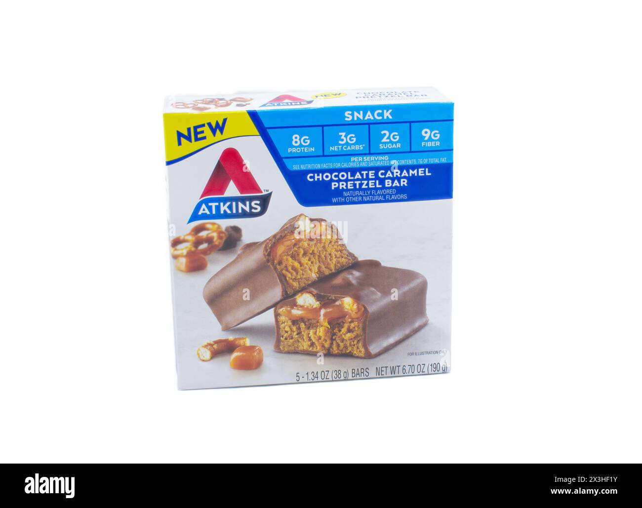 Ocala, FL 3-24-2024 Atkins brand protein meal snack chocolate caramel ...
