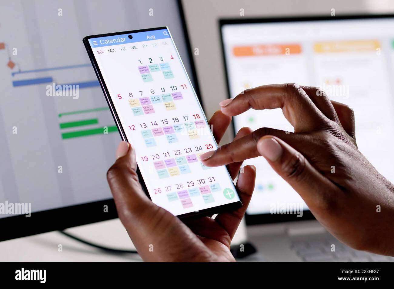 Employee schedule Gantt chart technology time sheet Stock Photo - Alamy