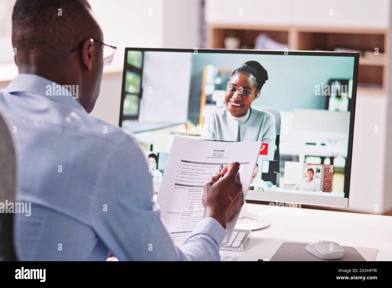 Modern office meeting room for video conferencing interview Stock Photo ...