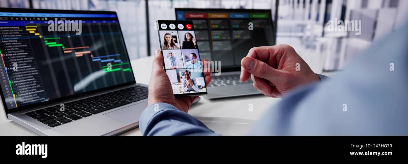 Virtual Conference Meeting: Video Call Conferencing Meet Stock Photo ...