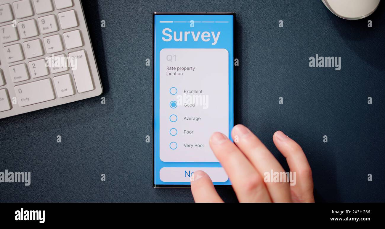 Digital Online Research Survey Form On Mobile Phone Screen Stock Photo ...