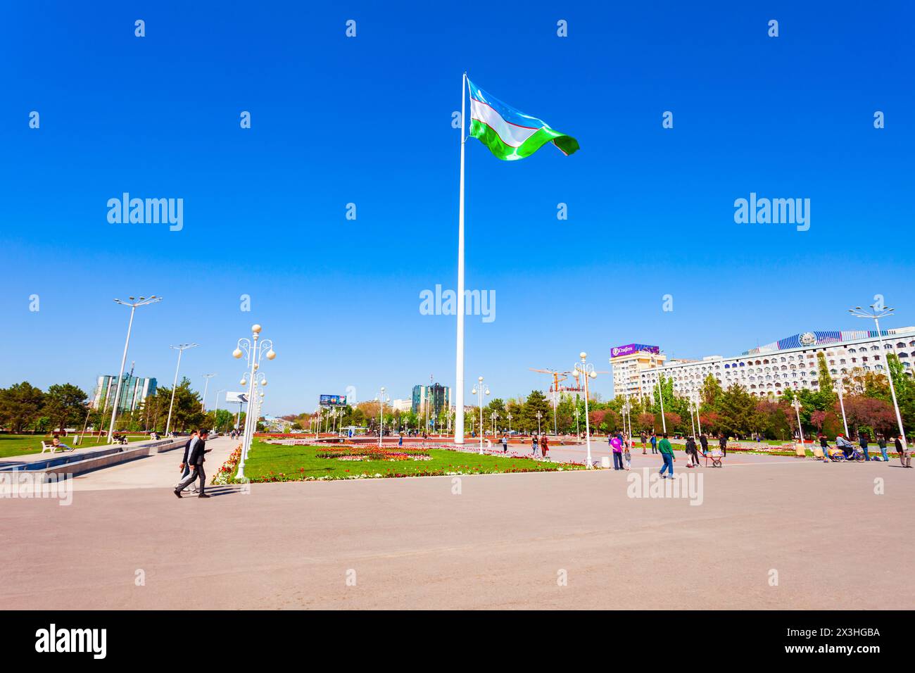 Tashkent, Uzbekistan - April 11, 2021: National Flag of Uzbekistan at ...
