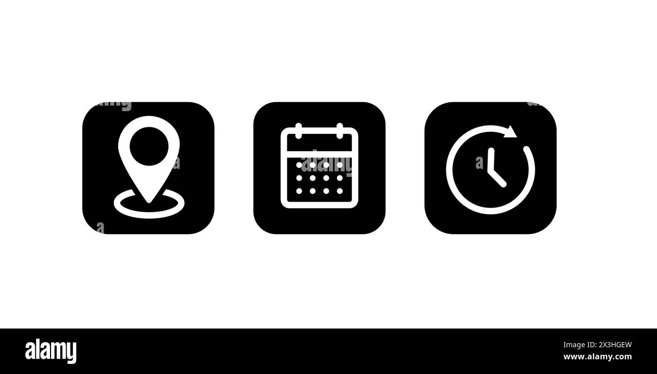 Time, date, and address outline flat icon vector isolated on background Stock Vector Image & Art ...