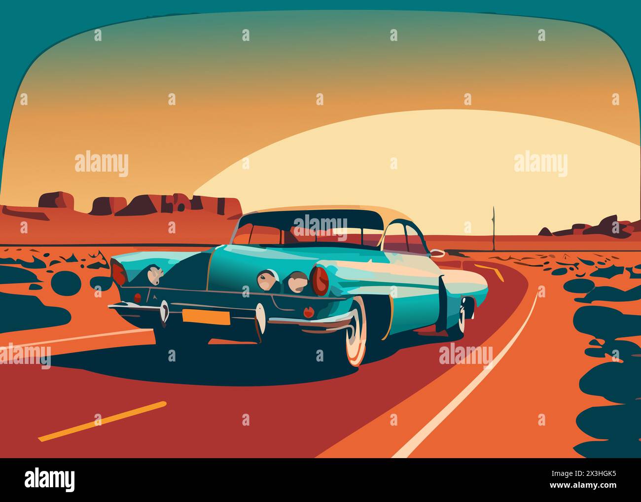 Car driving in the desert Stock Vector Images - Alamy