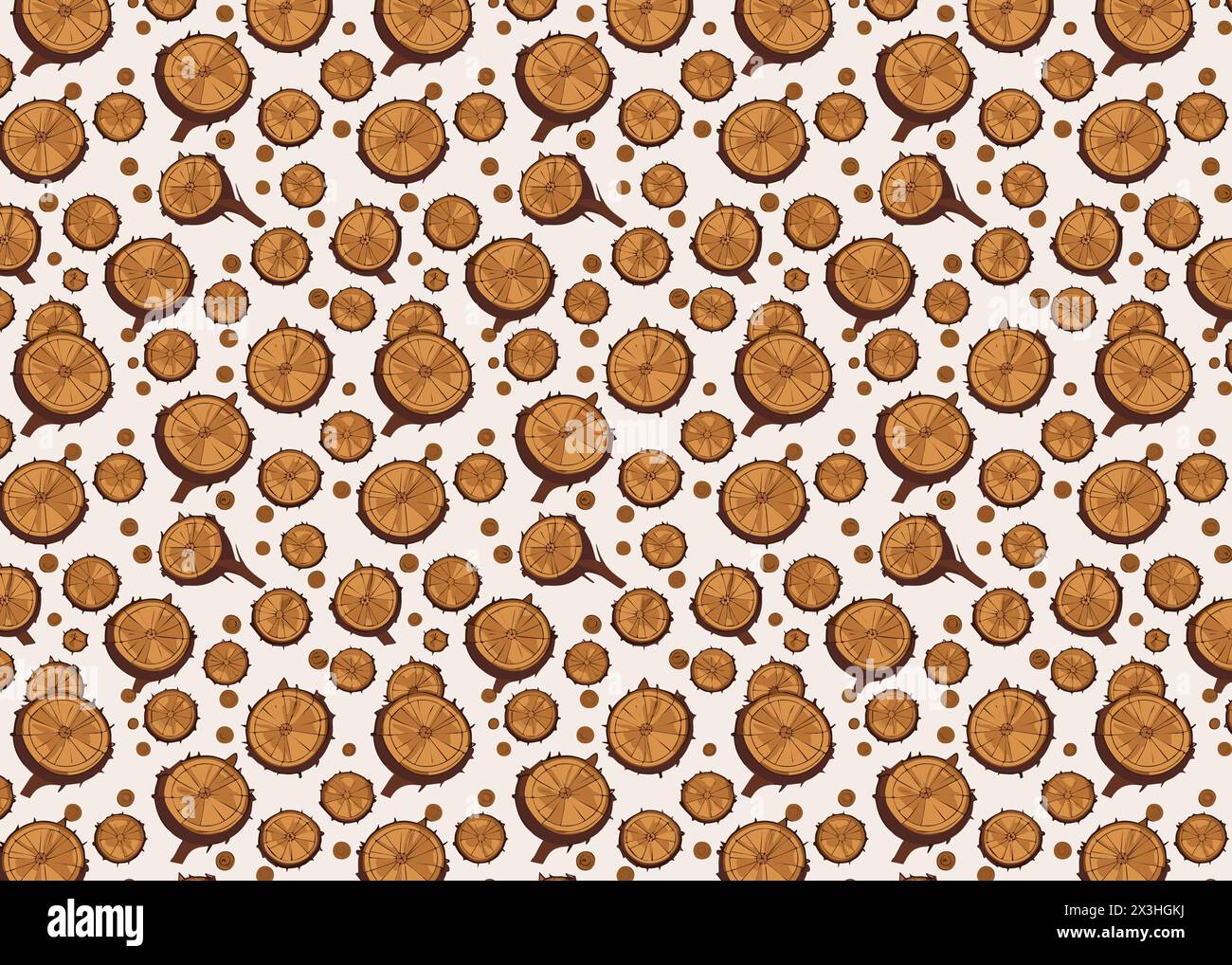 Wooden logs seamless pattern on white background. Hand-drawn ...