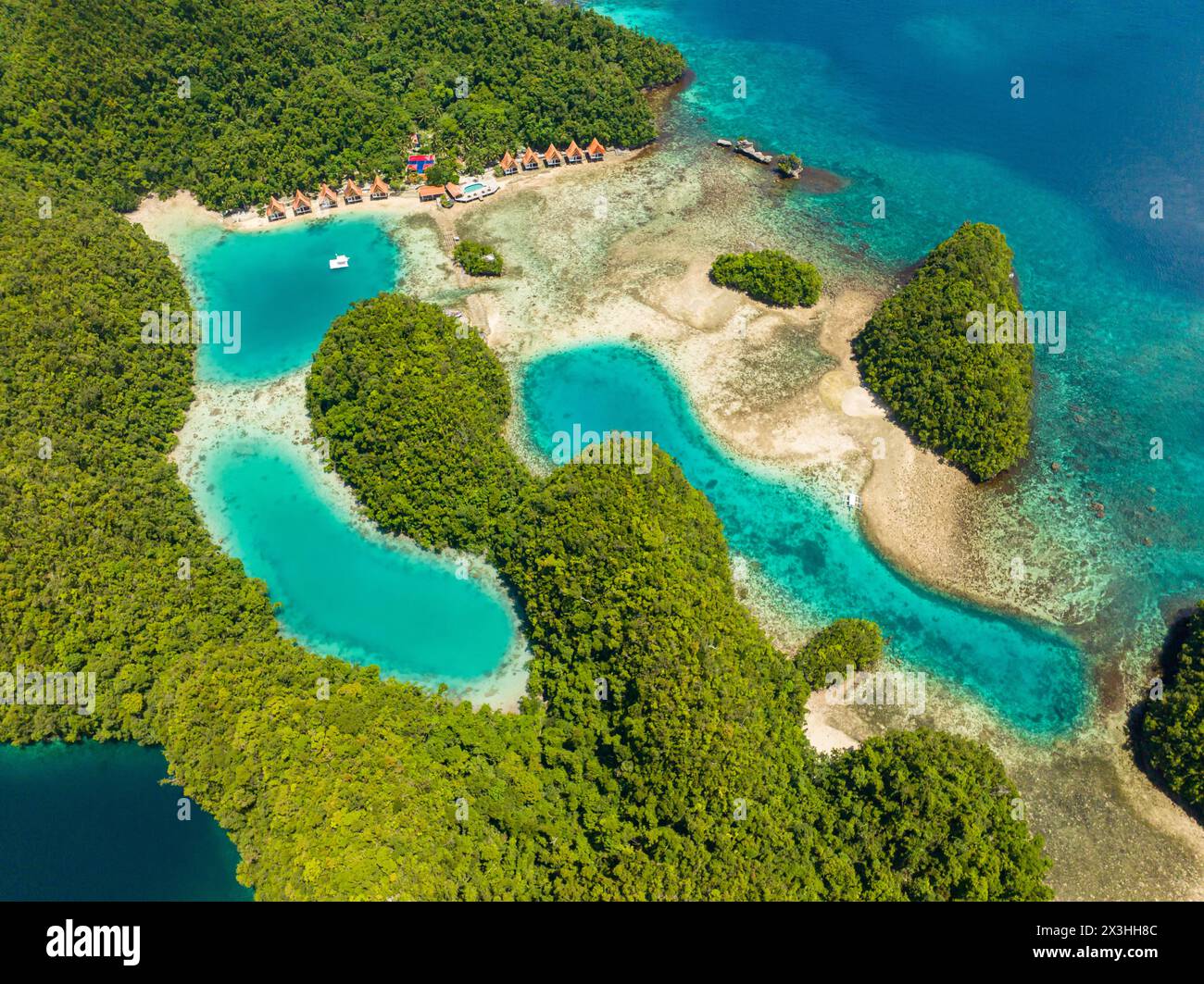Birds eye view of Natural Beach and Lagoons in Sohoton Cove. Surigao ...
