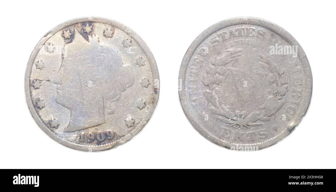 1909 American Liberty Head V Nickel 5 Cent Piece VG Good 5c US Coin ...