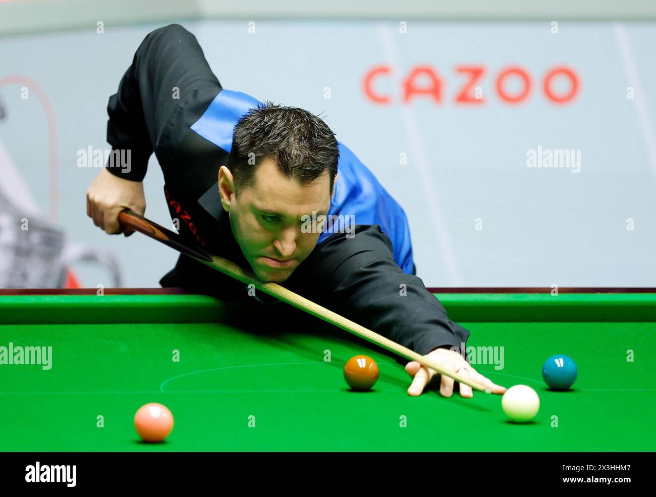 Tom Ford in action on day eight of the 2024 Cazoo World Snooker ...