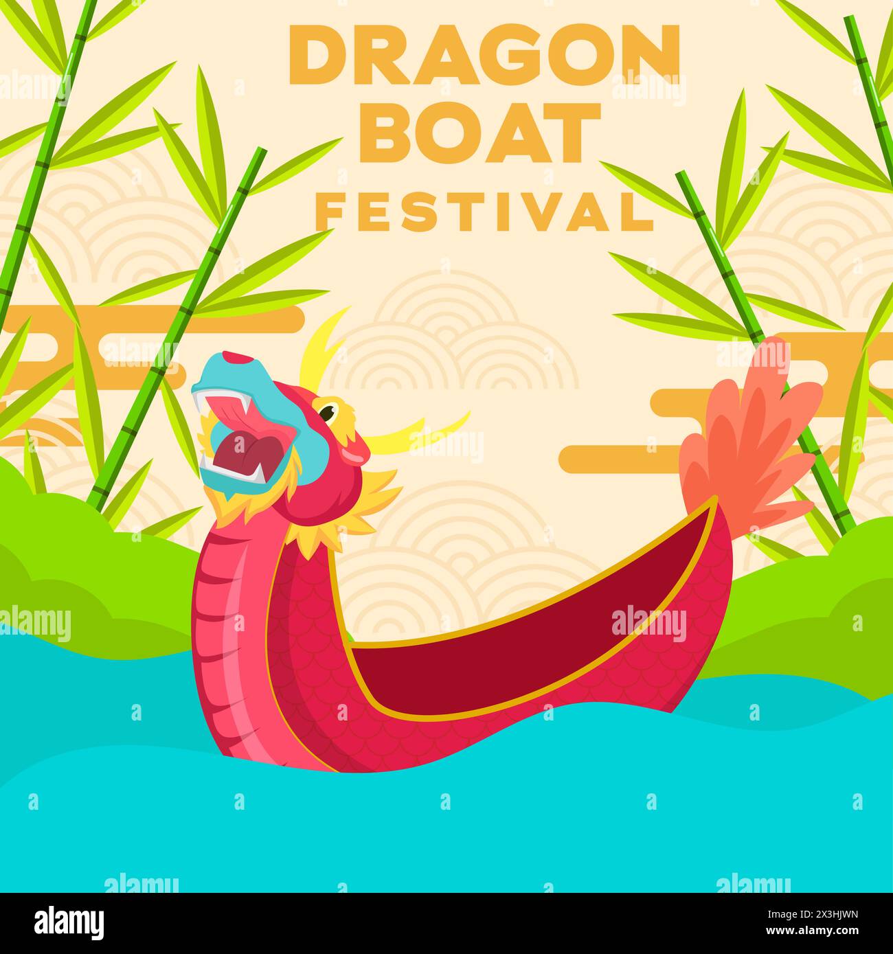 vector dragon boat festival illustration design with bamboo Stock ...