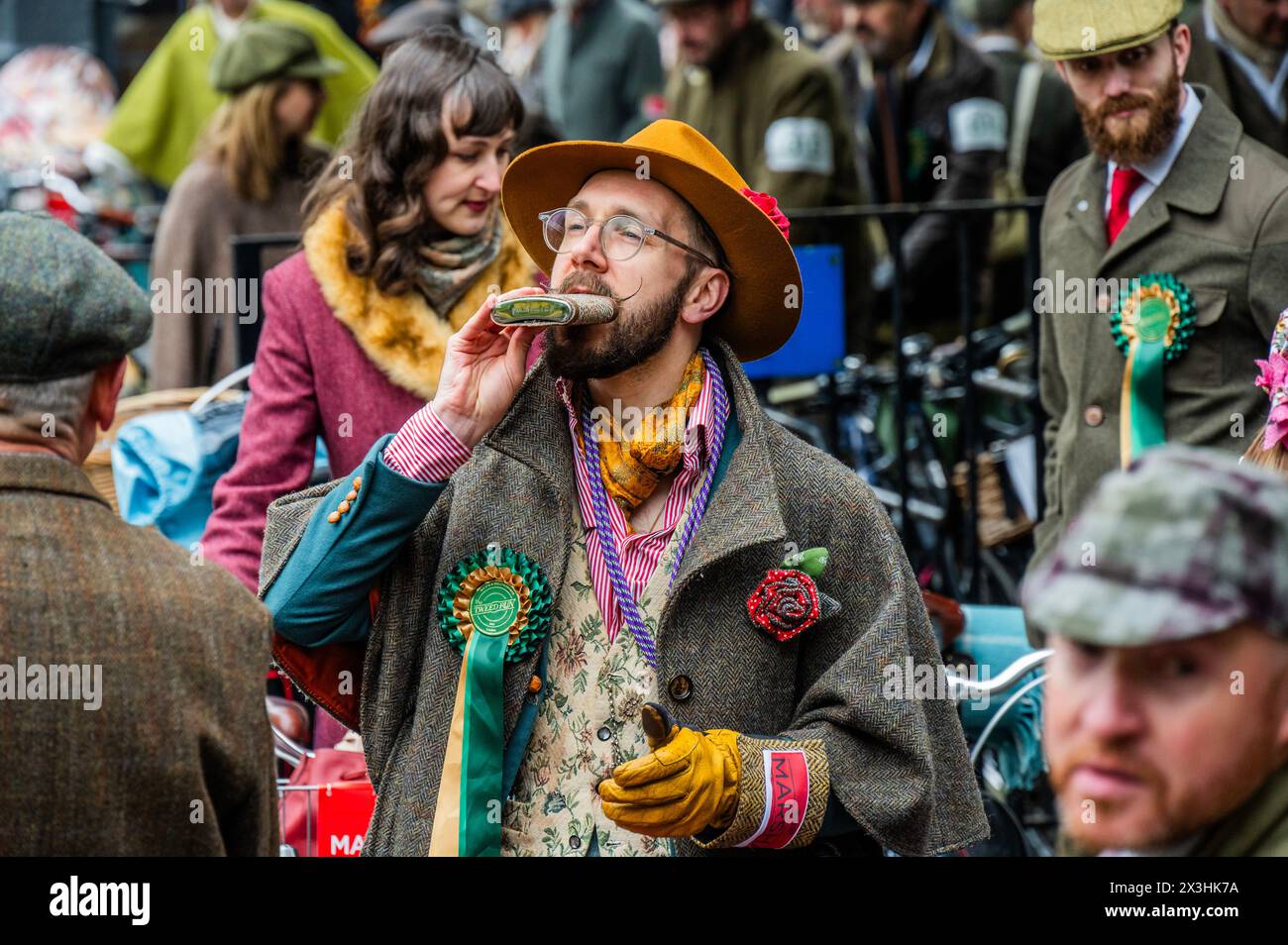 London, UK. 27th Apr, 2024. The Tweed Run London bike ride -starting at ...