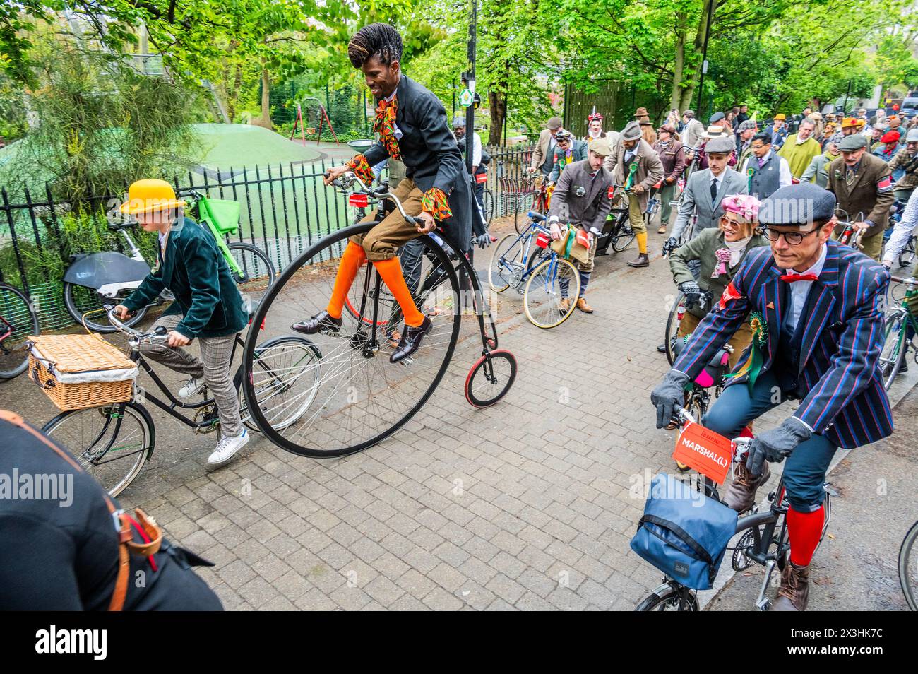 London, UK. 27th Apr, 2024. The Tweed Run London bike ride -starting at ...