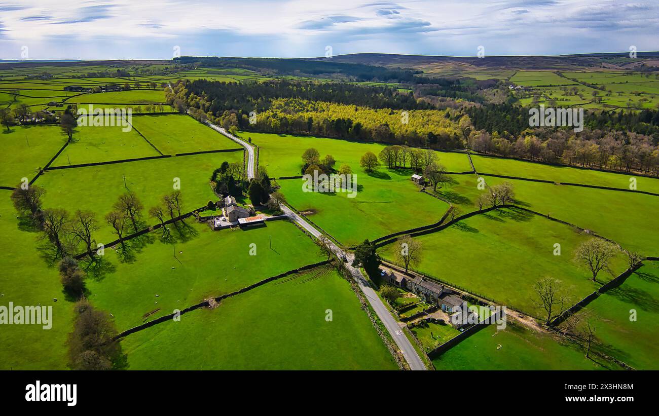 Countryside road dividing vibrant hi-res stock photography and images ...
