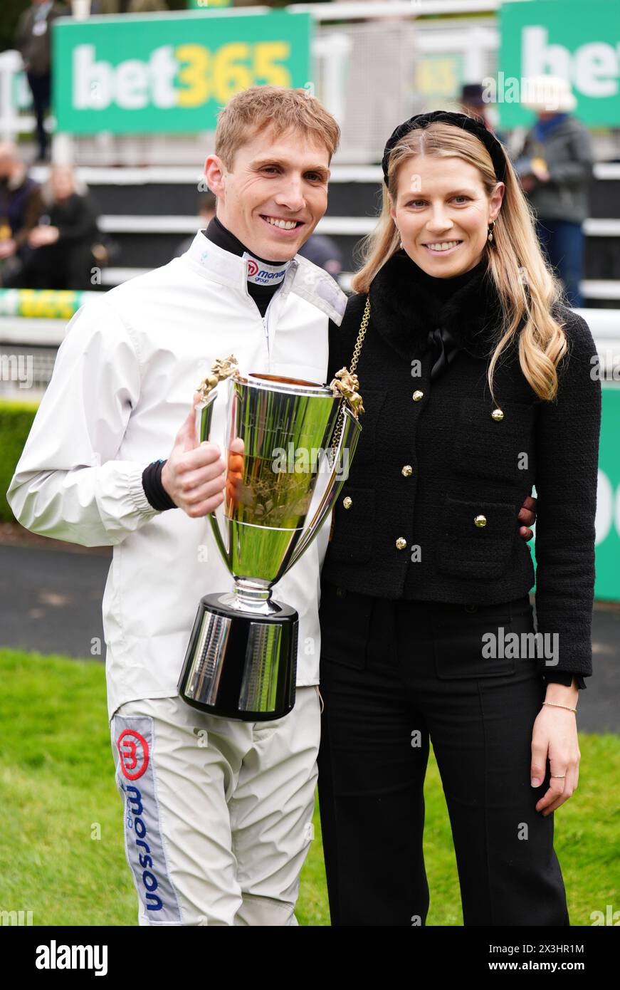 Champion Jockey of the year Harry Cobden poses with the trophy and ...