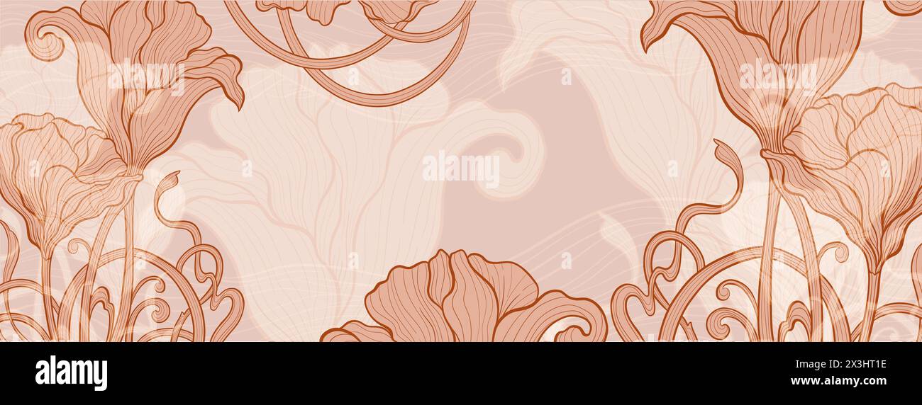 Elegant prestigious Art Deco background template with flowers. The ...