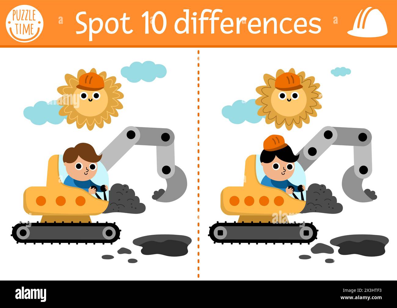 Find differences game for children. Construction site educational ...