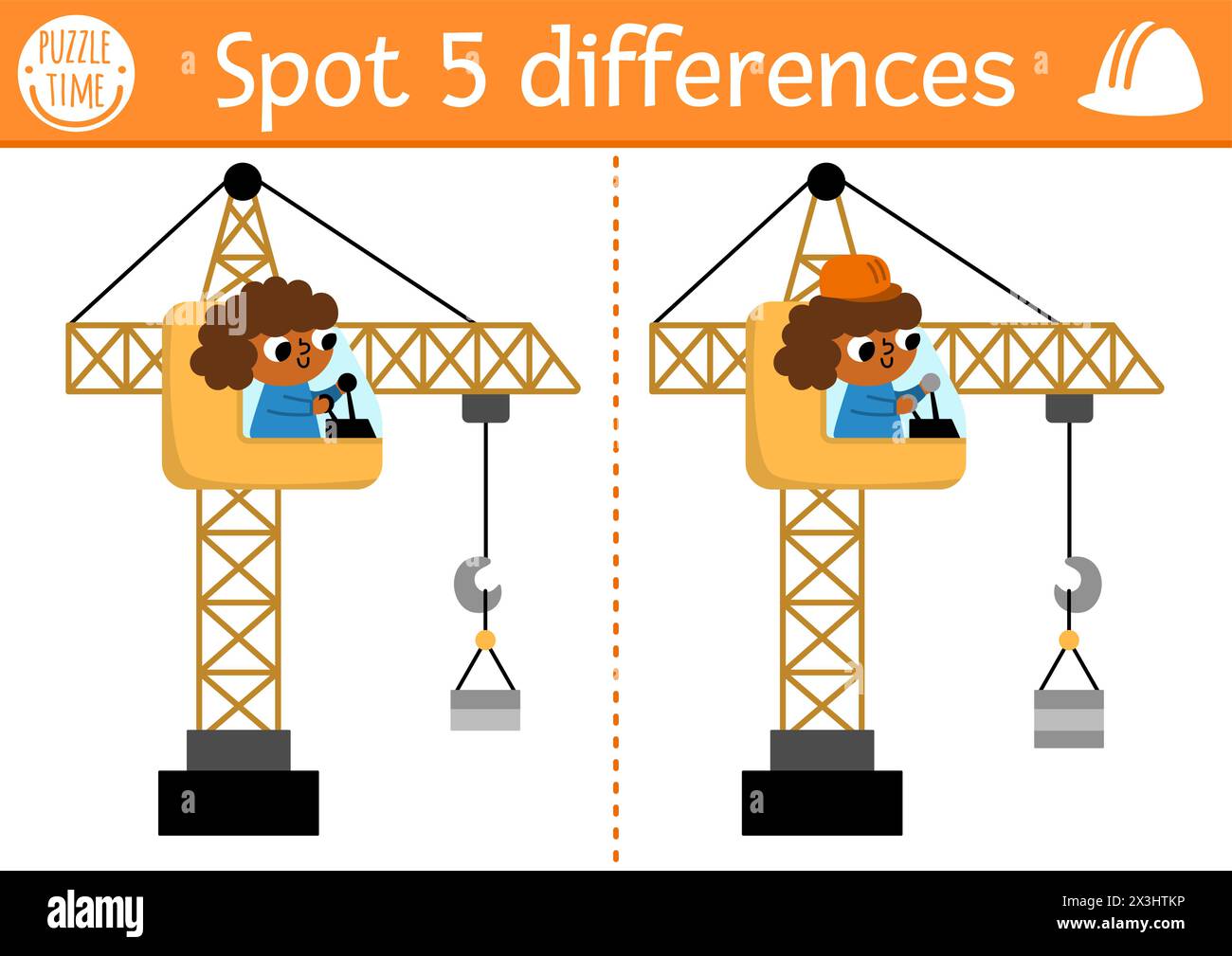 Find differences game for children. Construction site educational ...