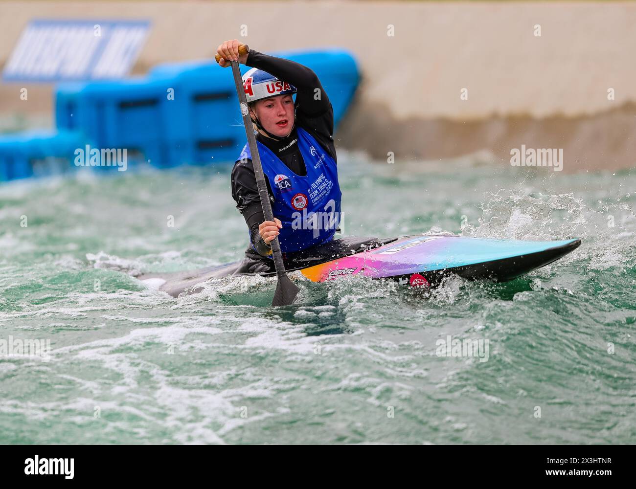 Lane. 26th Apr, 2024. Evy Leibfarth competes in the US Olympic Team ...