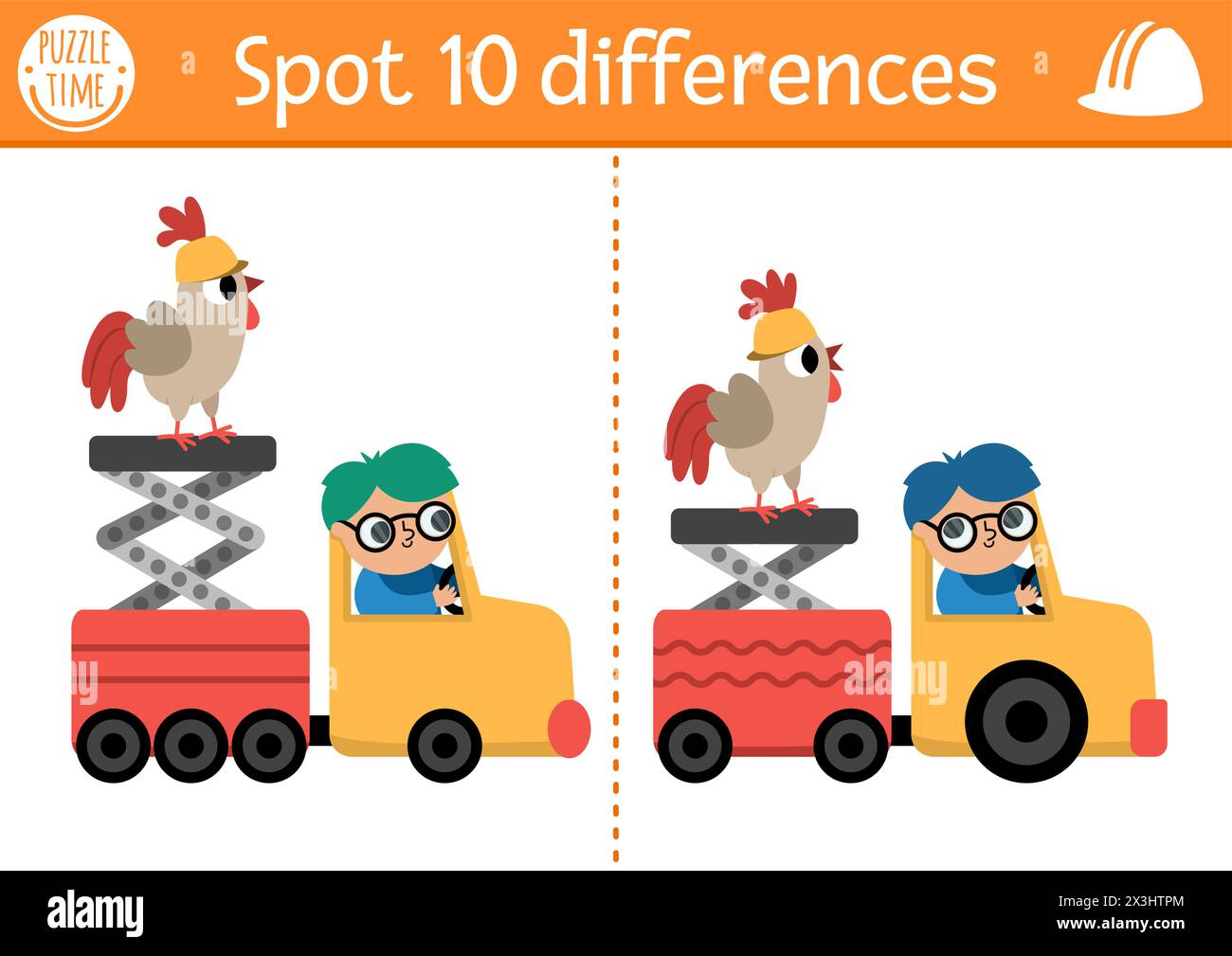 Find differences game for children. Construction site educational ...