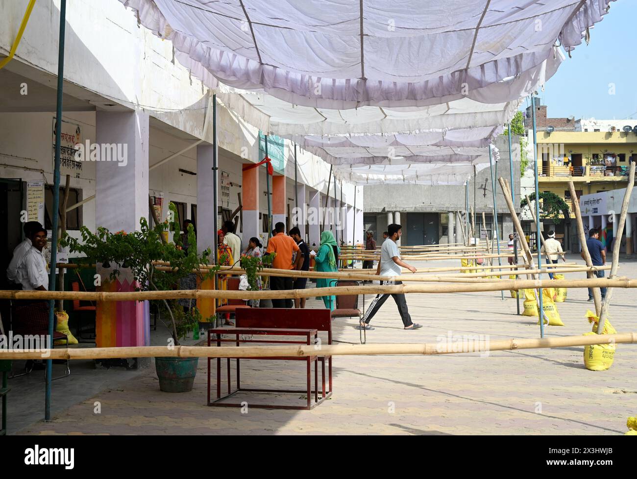 NOIDA, INDIA - APRIL 26: A view of empty voting booth during the second ...