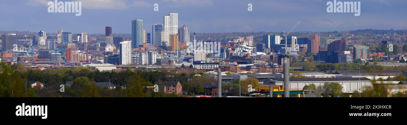 A panoramic view of Leeds City Centre taken with a telephoto lens from ...