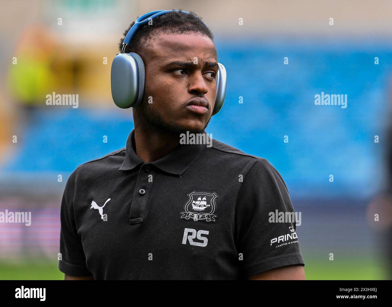 Bali Mumba of Plymouth Argyle arrives during the Sky Bet Championship ...