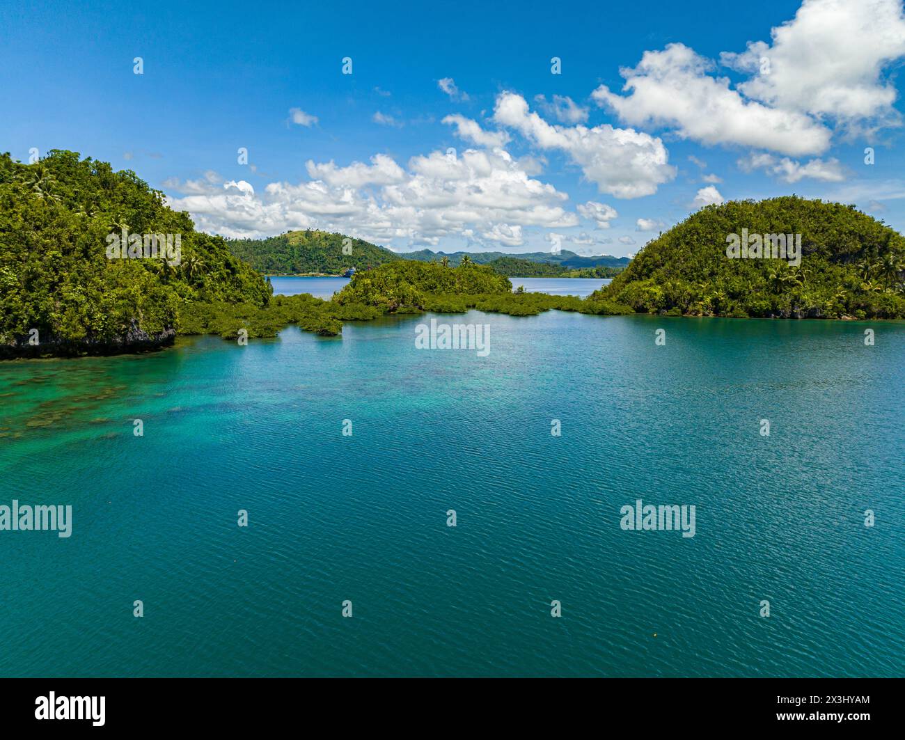 Beautiful turquoise water in lagoons. Blue skies and clear clouds ...