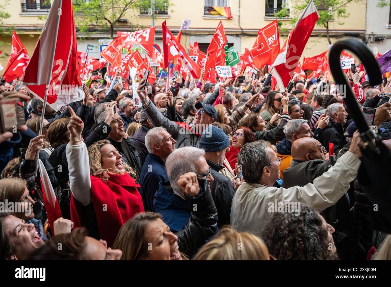 Madrid, Spain. 27th Apr, 2024. Supporters waving flags during a ...