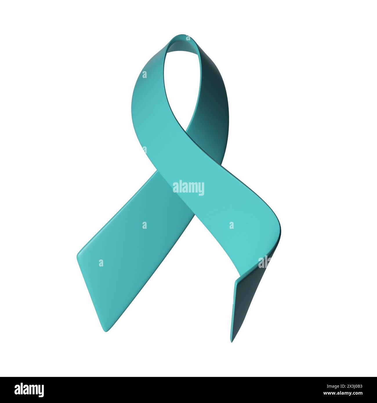 3d teal ribbon icon illustration. Awareness for cervical cancer ...