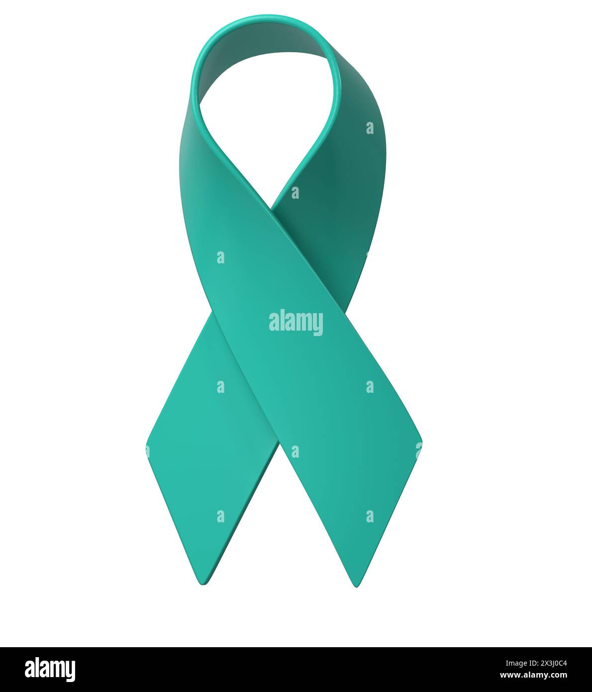 3d teal ribbon icon illustration. Awareness for cervical Ovarian Cancer ...