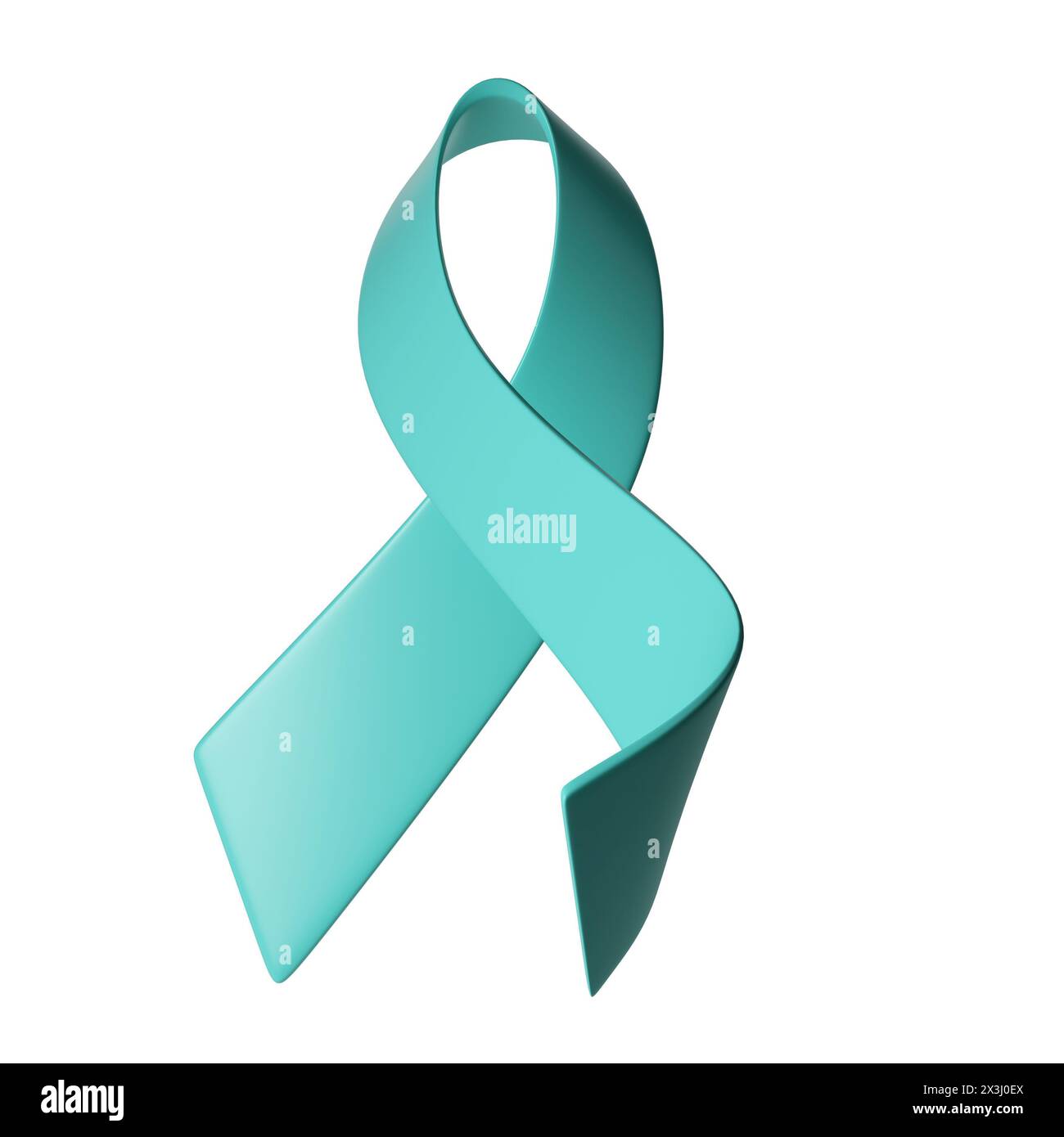 3d teal ribbon icon illustration. Awareness for cervical cancer ...