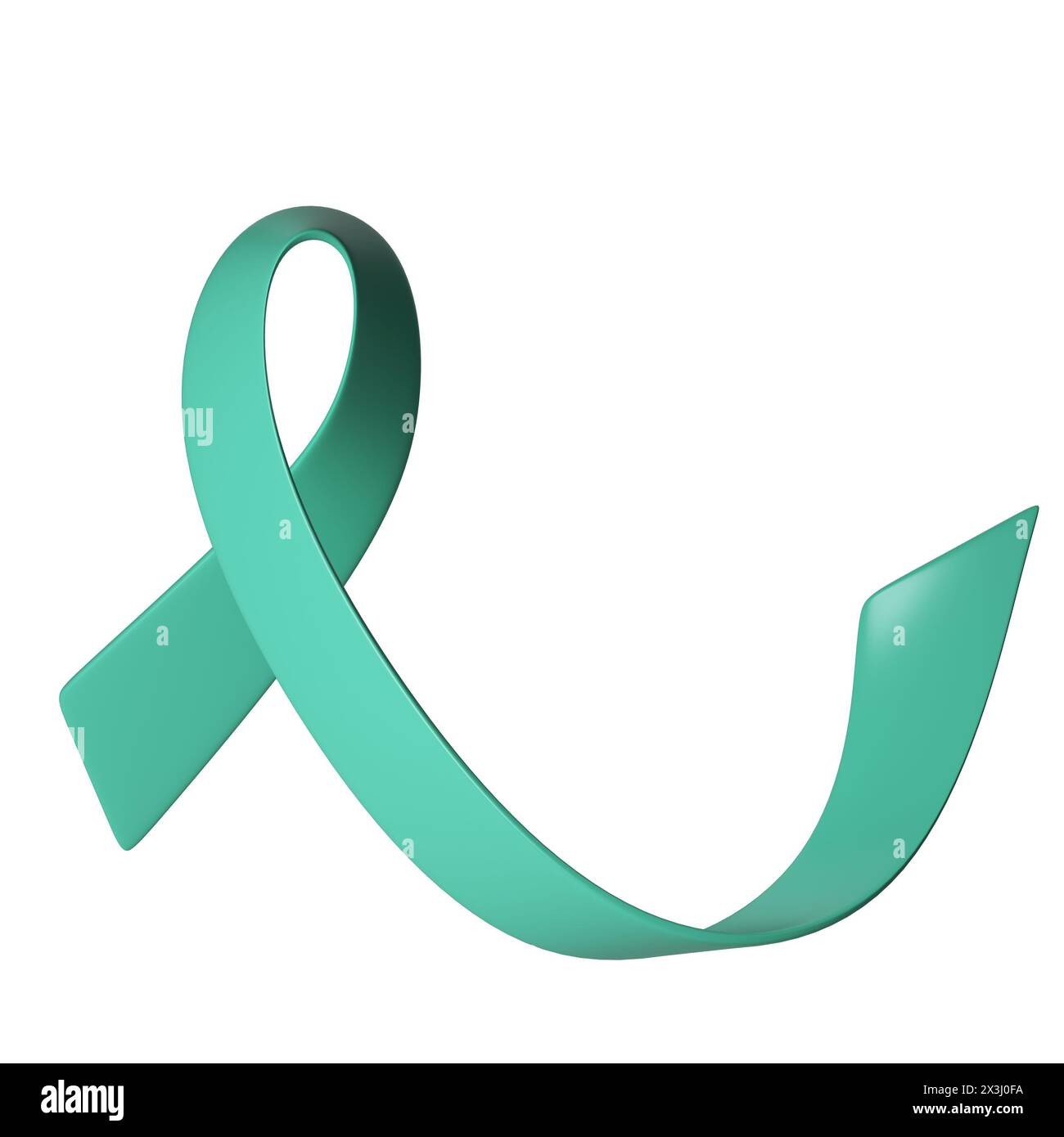 3d teal ribbon icon illustration. Awareness for cervical Ovarian Cancer ...