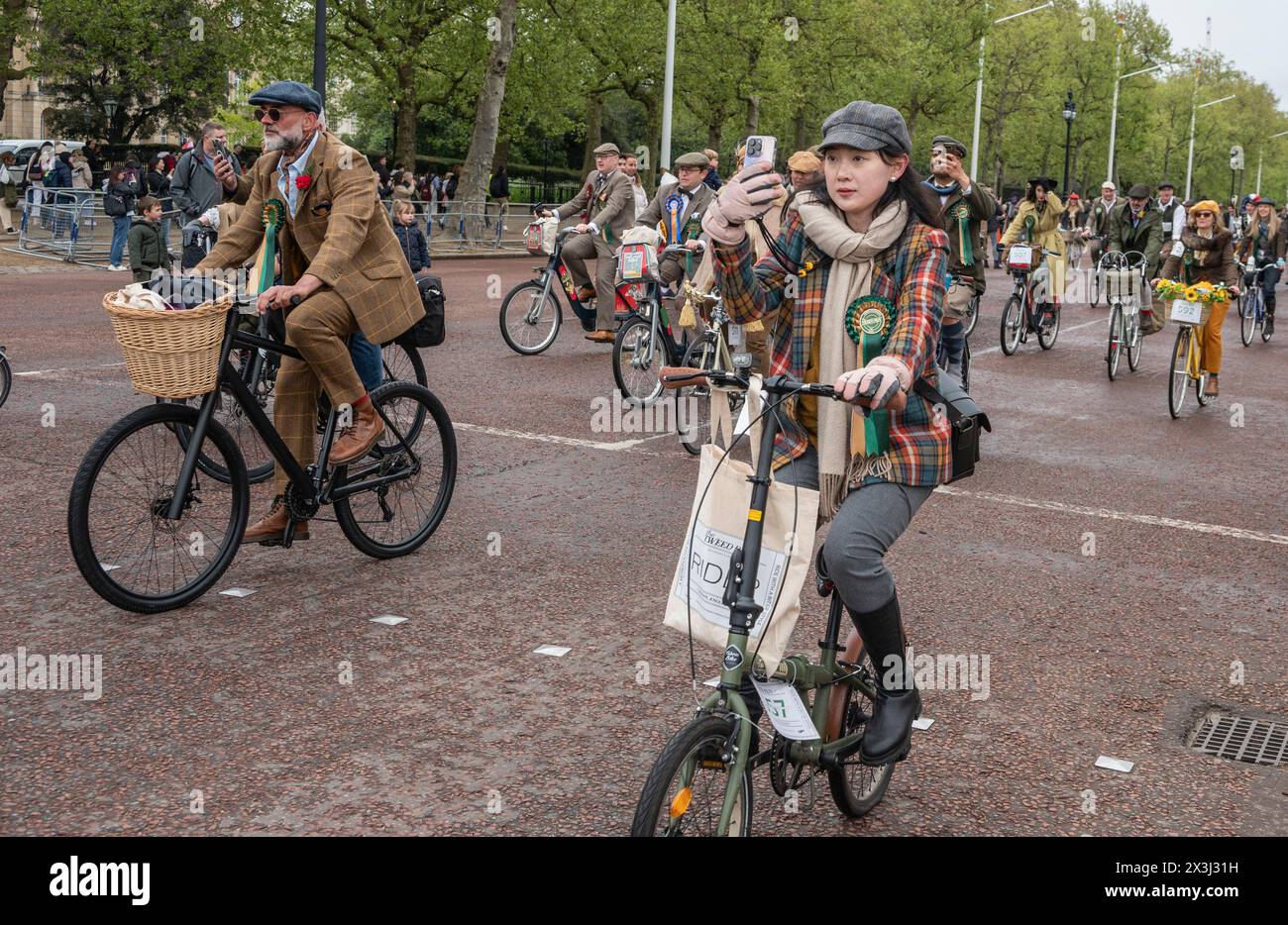 London, UK. 27th Apr, 2024. The Tweed Run - bike ride through central ...