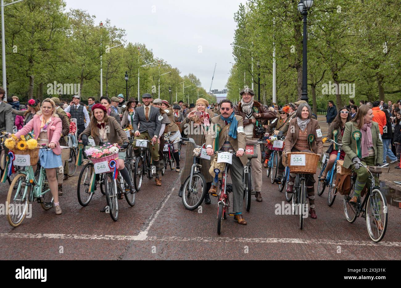 London, UK. 27th Apr, 2024. The Tweed Run - bike ride through central ...