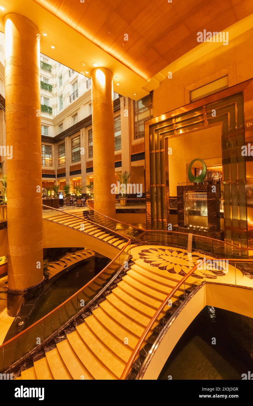 Asia, Singapore, The Fullerton Hotel, Ground Floor Lobby Area Stock ...