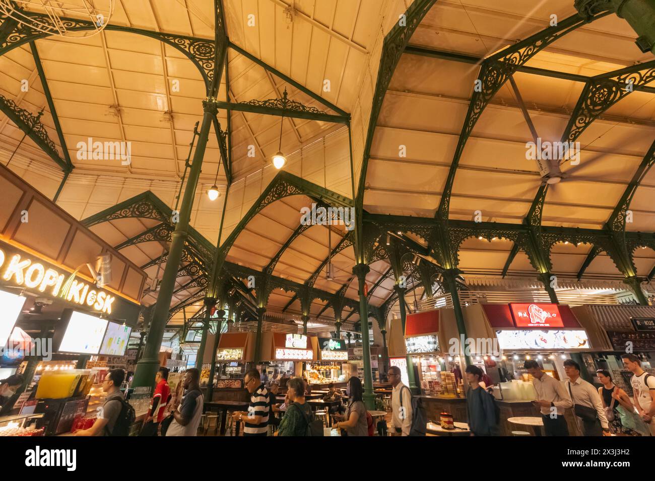 Asia, Singapore, Lau Pa Sat Food Market, Interior View Stock Photo - Alamy