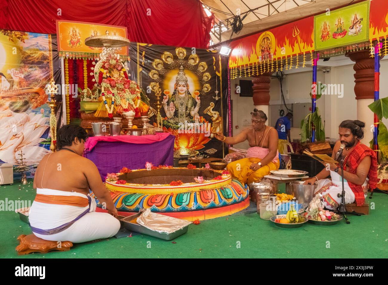 Asia, Singapore, Chinatown, Sri Mariamman Temple, Priest Conducting ...