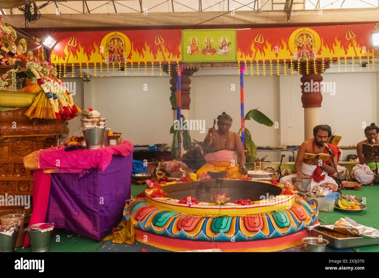 Asia, Singapore, Chinatown, Sri Mariamman Temple, Priest Conducting ...