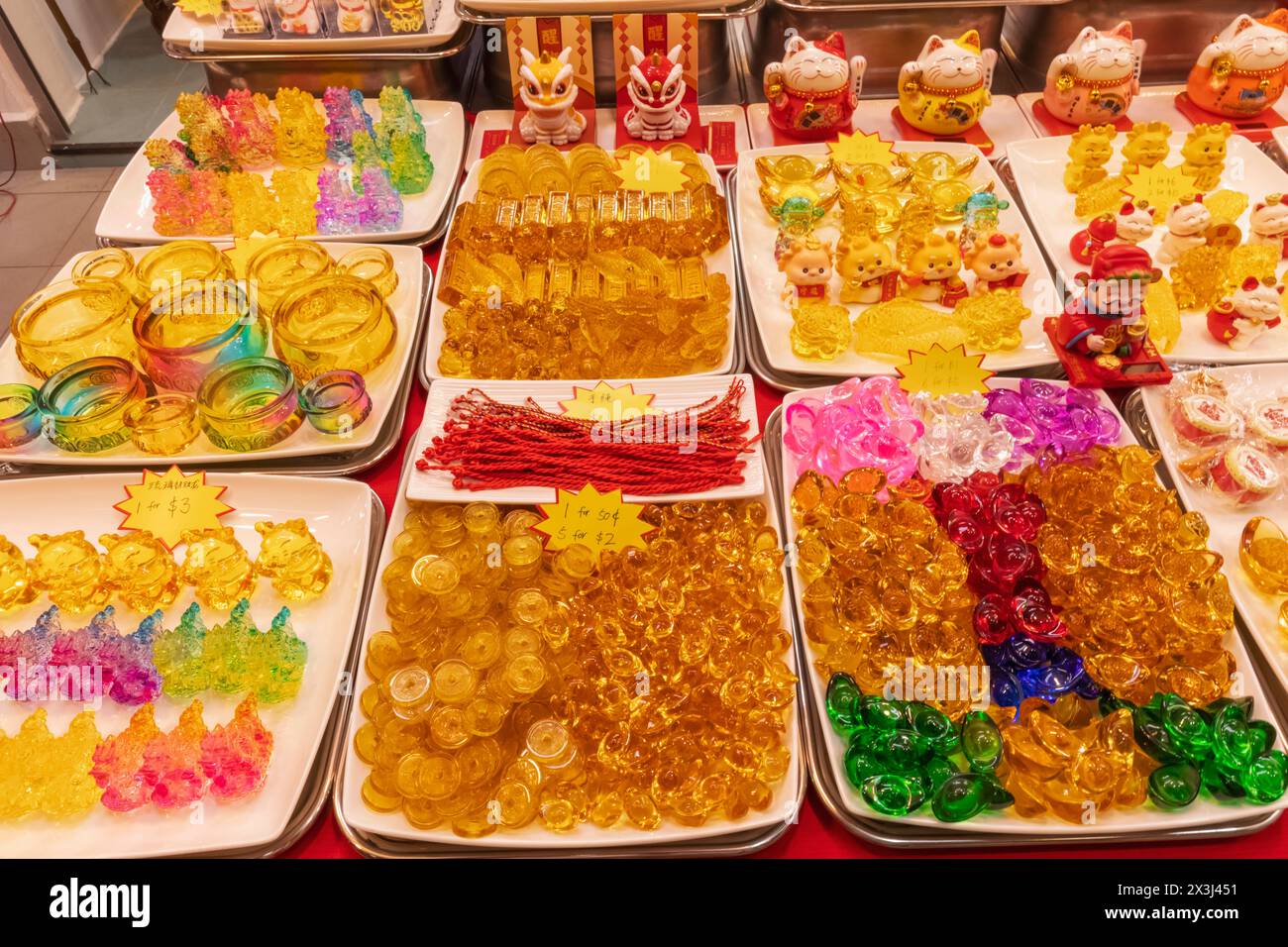 Asia, Singapore, Chinatown, Souvenir Shop display of Colourful Chinese ...