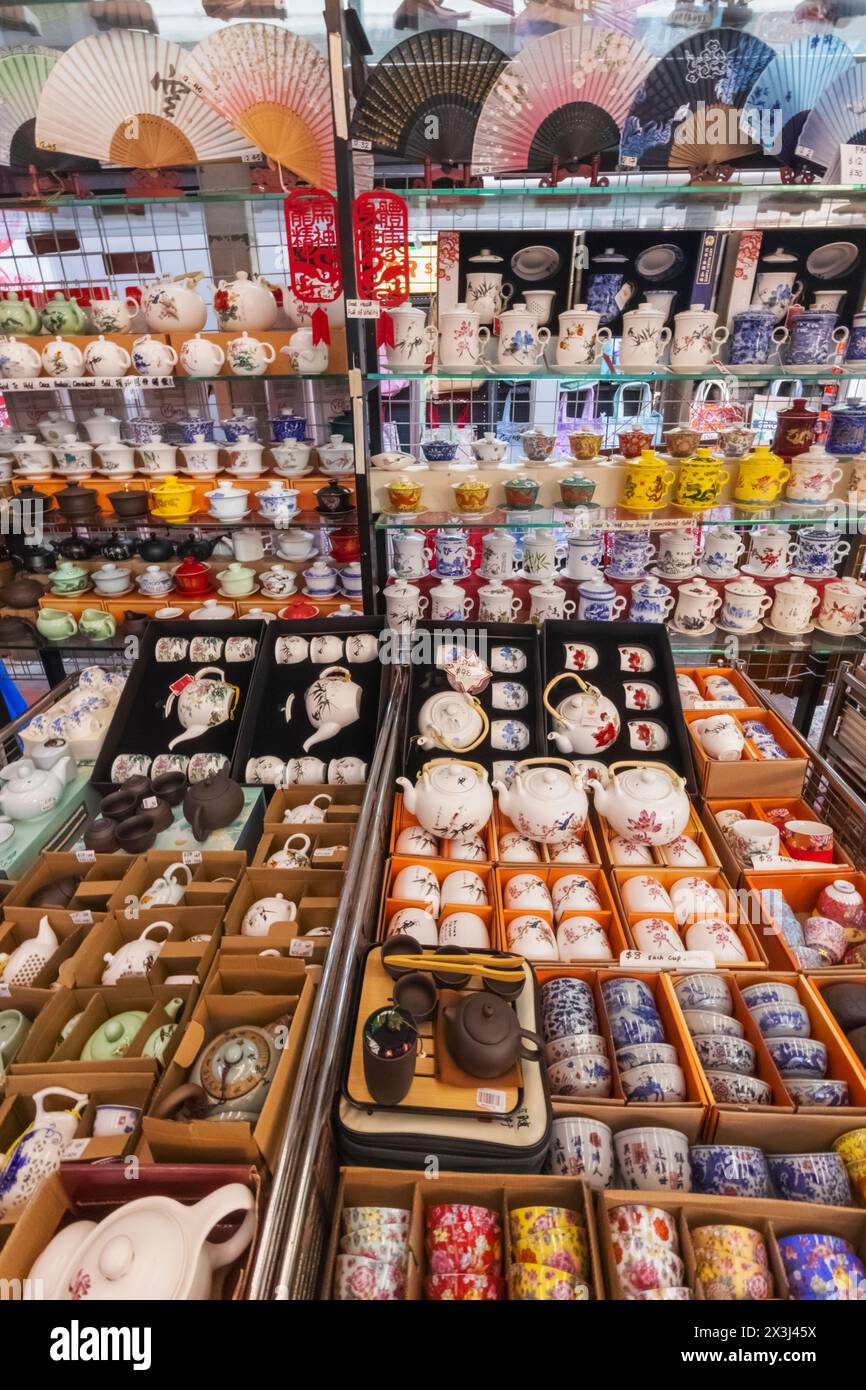 Asia, Singapore, Chinatown, Souvenir Shop Display of Colourful Fans and ...