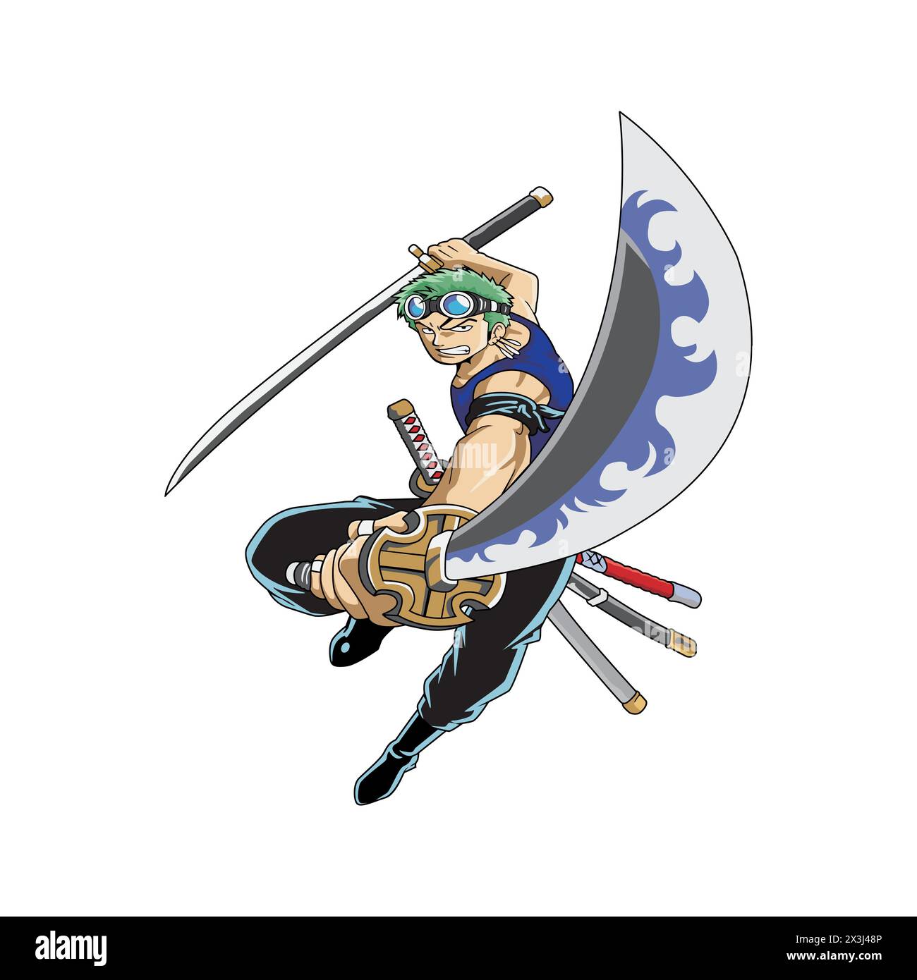 Roronoa zoro one piece swordman nakama vector illustration Stock Vector ...