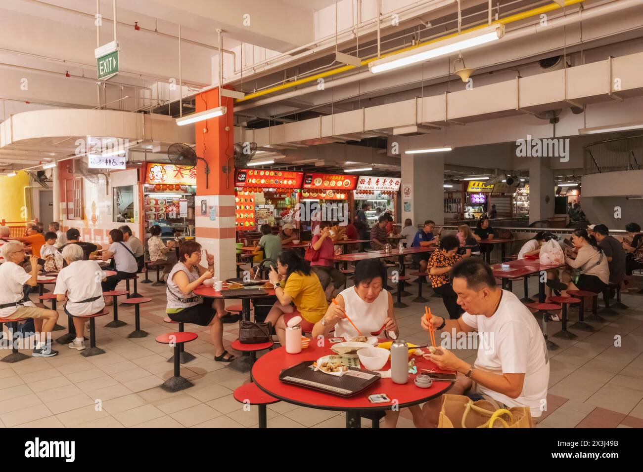 Asia, Singapore, Chinatown, Typical Food Court, Interior Stock Photo ...