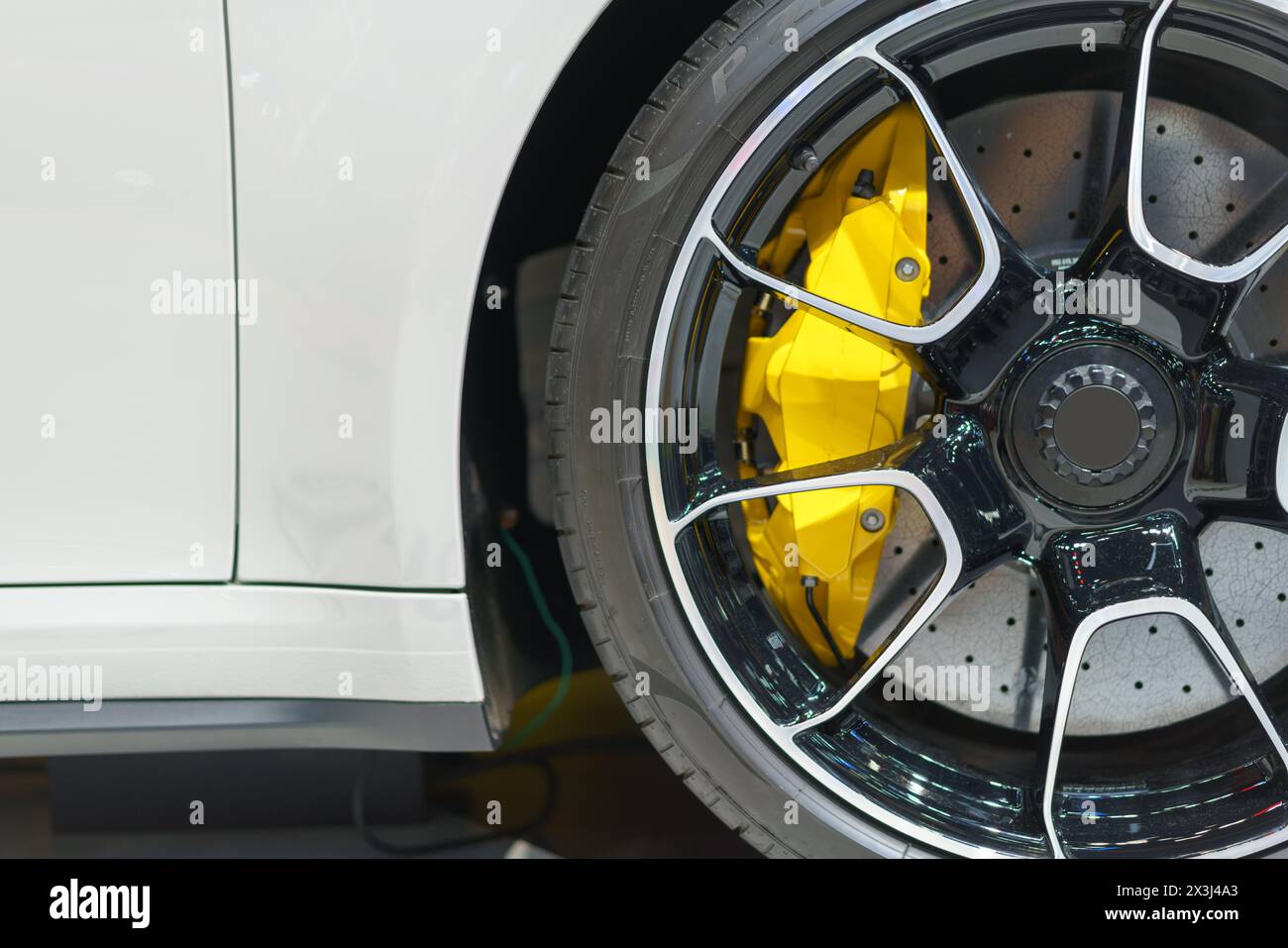 high-performance sports car with this detailed shot of its alloy wheel ...