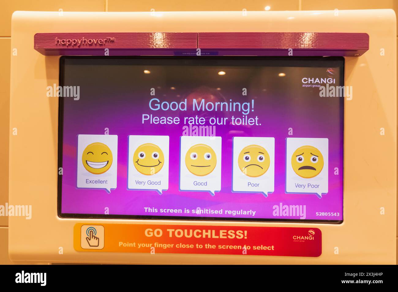 Asia, Singapore, Changi Airport, Toilet Cleanliness Rating Screen Stock ...