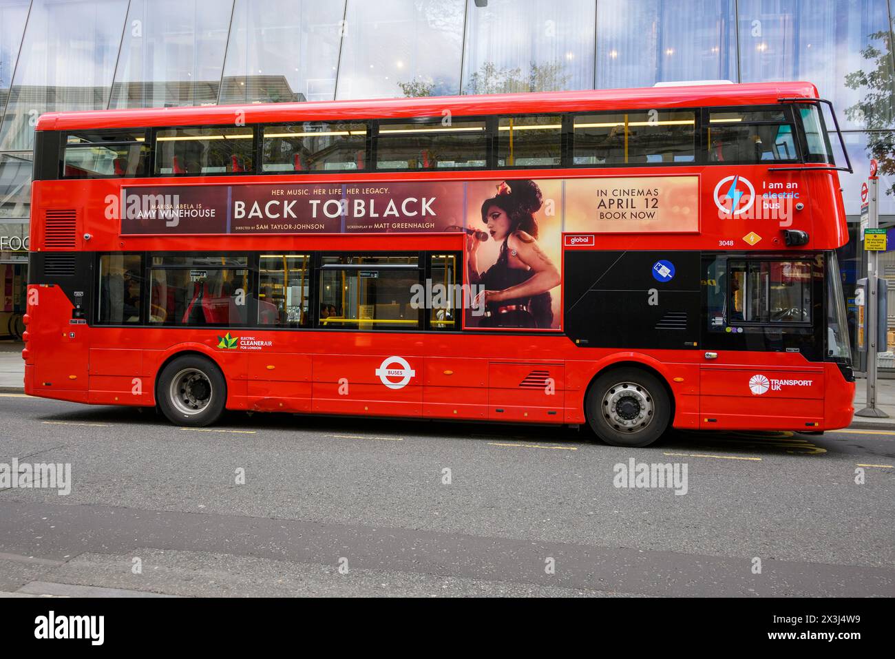 Back to Black, film about Amy Winehouse, advertisement on a London bus ...
