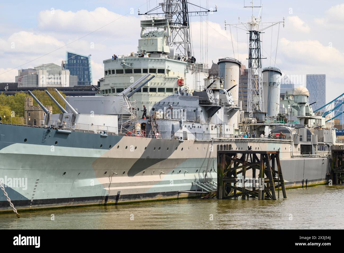 HMS Belfast, floating maritime museum, River Thames, London Stock Photo ...