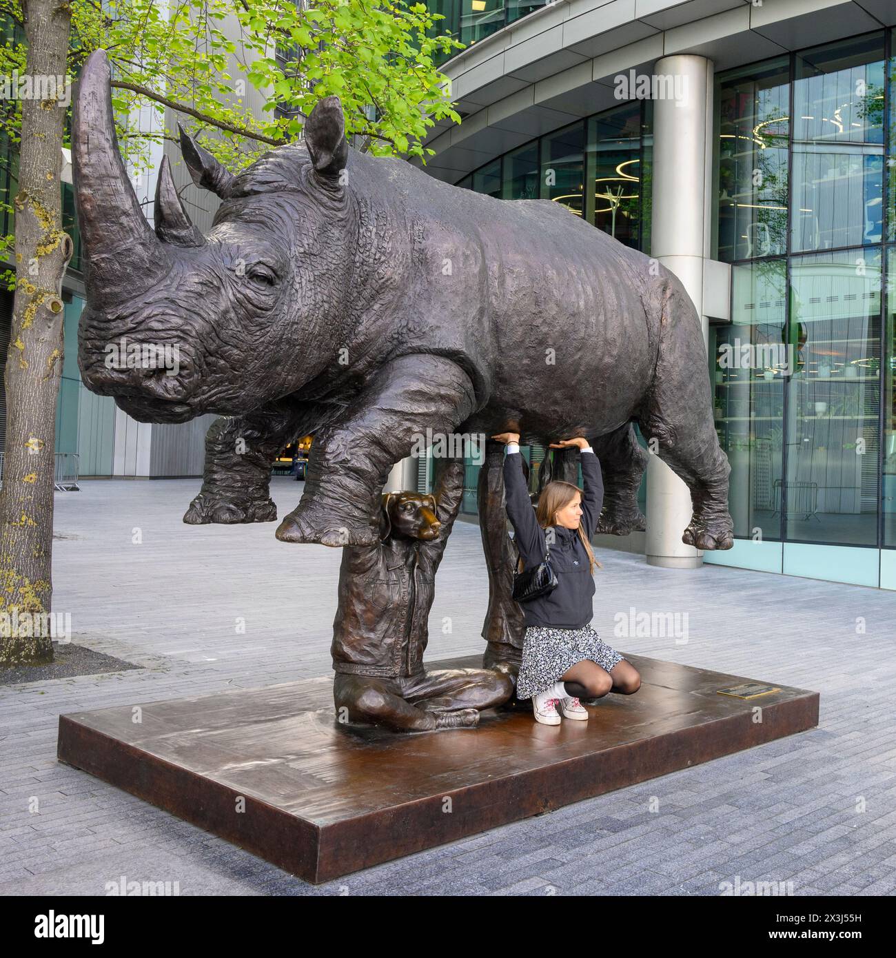 Rise Up Rhino, sculpture by Gillie and Marc of a Rhinoceros and Dogman ...