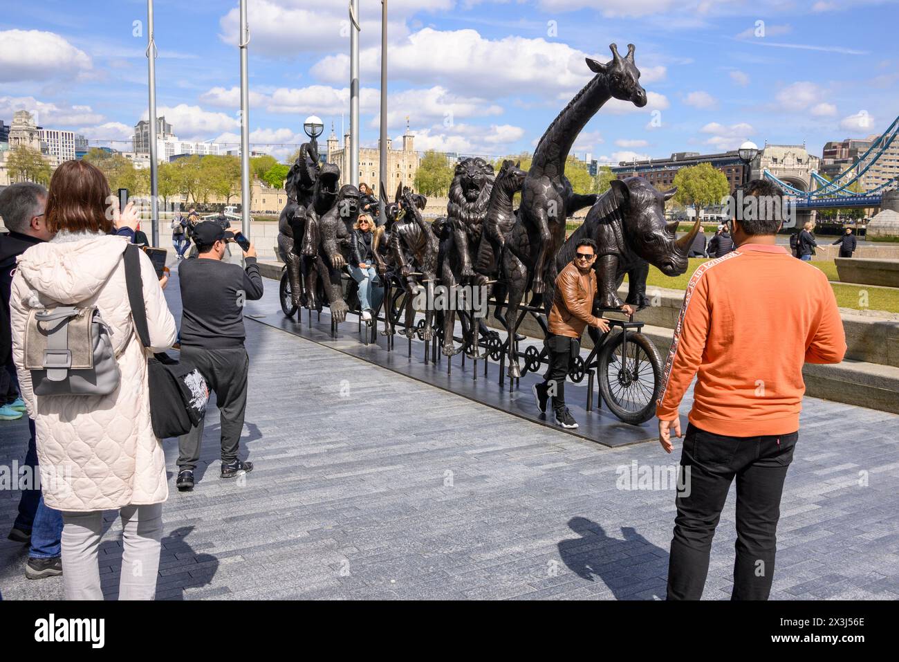 People engaging with sculpture by Gillie and Marc of Animals on a Bike ...